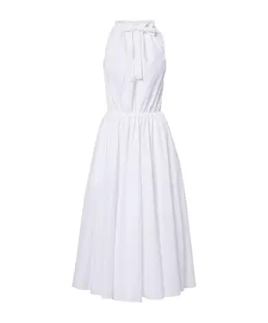 PATOU Gathered Cotton Midi Dress - White