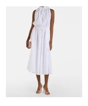 PATOU Gathered Cotton Midi Dress