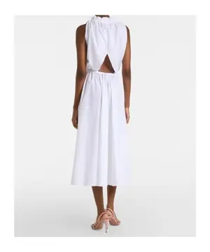 PATOU Gathered Cotton Midi Dress