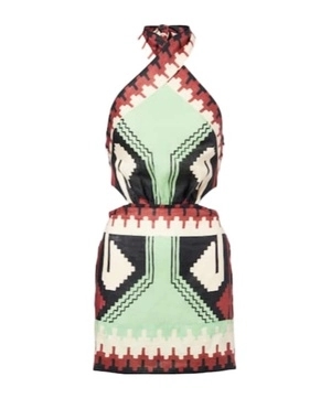 Johanna Ortiz Printed Halterneck Linen Minidress - White