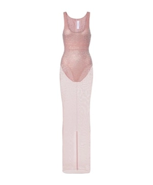 Alex Perry Crystal-embellished Mesh Maxi Dress - Pink