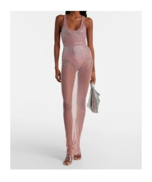 Alex Perry Embellished Mesh Maxi Dress - Pink