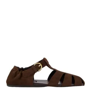 Miu Miu Round-toe Flat Sandals - Brown