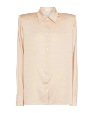 Magda Butrym Stretch-silk Logo Print Shirt