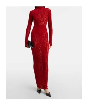 Alex Perry Printed Turtleneck Jersey Maxi Dress