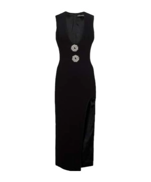 David Koma Embellished Wool Crepe Midi Dress - Black