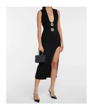 David Koma Embellished Wool Crepe Midi Dress