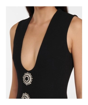 David Koma Embellished Wool Crepe Midi Dress