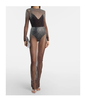 Alex Perry Embellished Mesh Maxi Dress