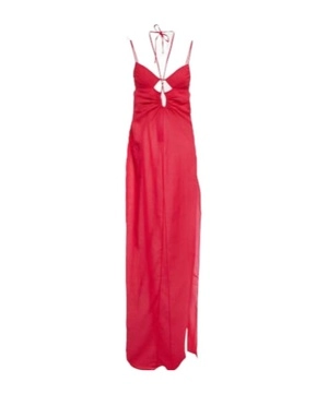 NENSI DOJAKA Cutout Halterneck Maxi Dress - Red