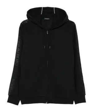 Emporio Armani Logo Tape Zip-up Hoodie - Black