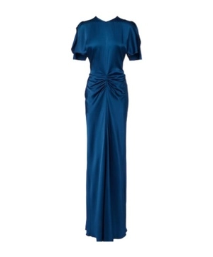 Victoria Beckham Isabella Gathered Satin Gown - Blue
