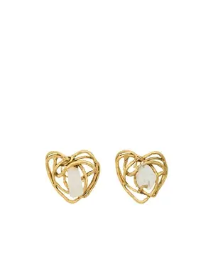 Saint Laurent Heart Shaped Quartz And Metal Earrings - Yellow