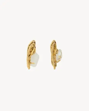 Saint Laurent Heart Shaped Quartz And Metal Earrings
