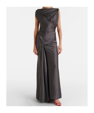 Victoria Beckham Posy Draped Crepe Satin Gown - Black