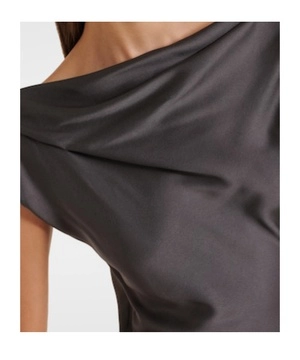 Victoria Beckham Posy Draped Crepe Satin Gown - Black