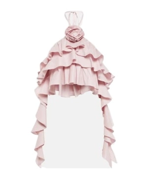 Blumarine Ruffled Halterneck Crop Top - Pink