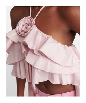 Blumarine Ruffled Halterneck Crop Top