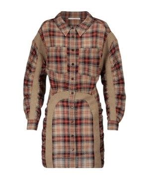 Stella McCartney Checked Wool Shirt Minidress - Brown