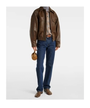 Staud Eugene Leather Bomber Jacket