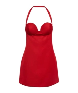Magda Butrym Halterneck Virgin Wool Minidress - Red