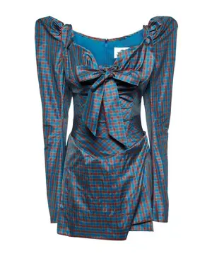 VIVIENNE WESTWOOD Bow-detail Checked Minidress - Blue