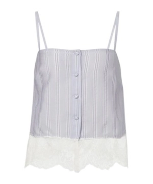 FRAME Lace-trimmed Striped Silk Camisole - White