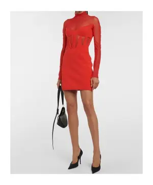 MUGLER Sheer Ruffle Mini Dress