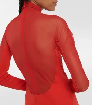 MUGLER Sheer Ruffle Mini Dress