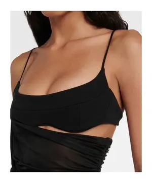 MUGLER Asymmetric Pleated Dress
