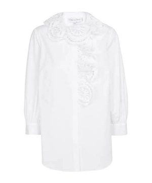 Oscar De La Renta Embroidered Cotton Poplin Shirt - White
