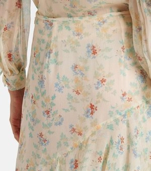 Ulla Johnson Meadow Floral Silk Chiffon Midi Skirt - Nude