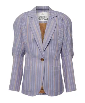 VIVIENNE WESTWOOD Pourpoint Striped Cotton Blazer - Blue