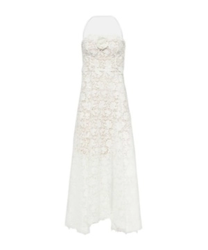 Oscar De La Renta Floral-appliqué Guipure Lace Gown - White