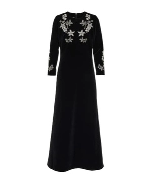 Dodo Bar Or Dushi Embellished Velvet Midi Dress - Black