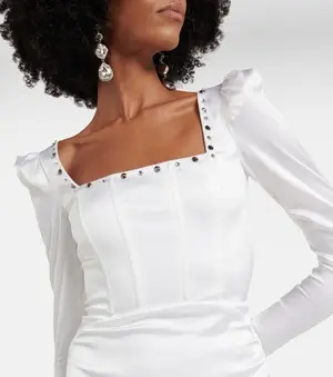 Alessandra Rich Square Neck Silk Blend Dress