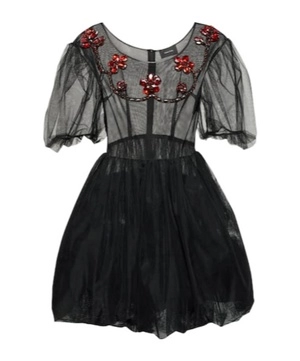 Simone Rocha Embellished Tulle Minidress - Black