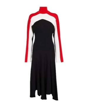 JIL SANDER Striped Ribbed-knit Midi Dress - Black