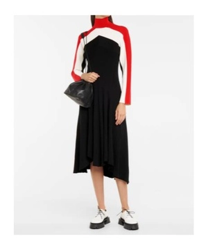 JIL SANDER Striped Ribbed-knit Midi Dress