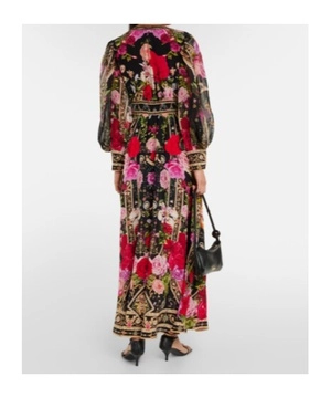 Camilla Floral Printed Maxi Dress With V-neck And Button-down Front - Brown
