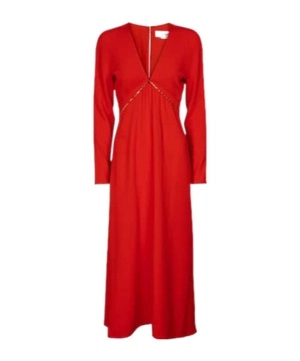 Victoria Beckham Embellished Cady Midi Dress - Red