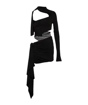 MUGLER Long Sleeve Draped Mini Dress - Black