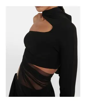 MUGLER Long Sleeve Draped Mini Dress