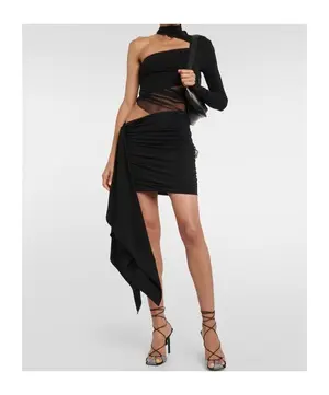 MUGLER Long Sleeve Draped Mini Dress