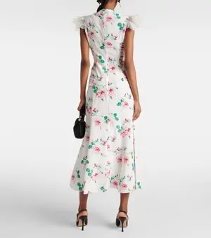 Alessandra Rich Floral Silk Midi Dress