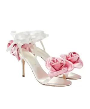 Magda Butrym Floral-appliqué Satin Sandals - Nude
