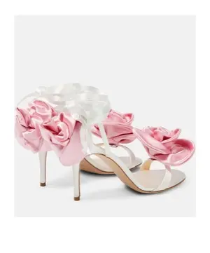 Magda Butrym Floral Appliqué Satin Sandals
