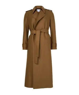 Harris Wharf London Double-stitched Long Trench In Pressed Wool
