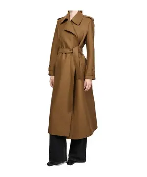 Harris Wharf London Double-stitched Long Trench In Pressed Wool
