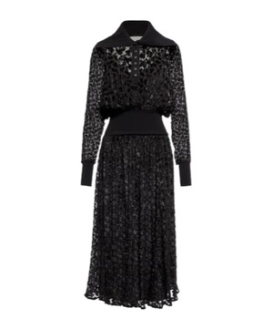 Tory Burch Velvet Devoré Midi Dress - Black